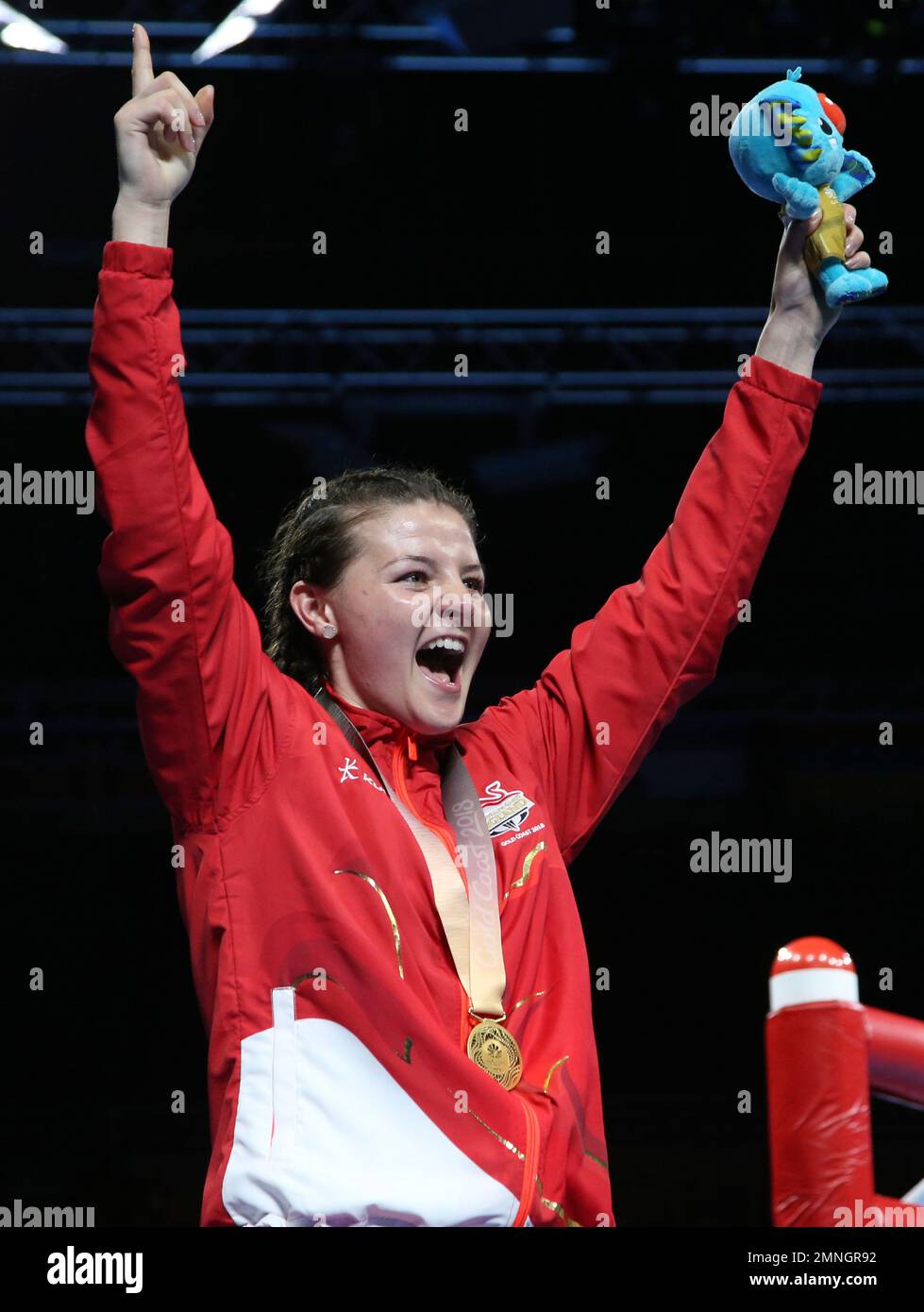 Gold medalist Sandy Ryan of England celebrates during the medal ...
