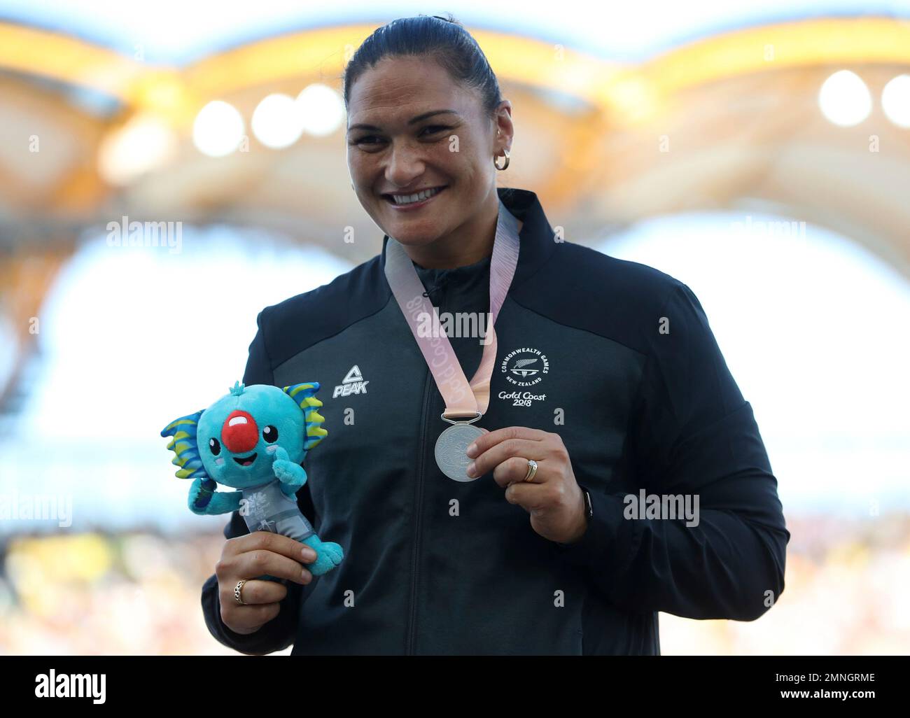 Women's shot put silver medal winner New Zealand's Valerie Adams on the ...