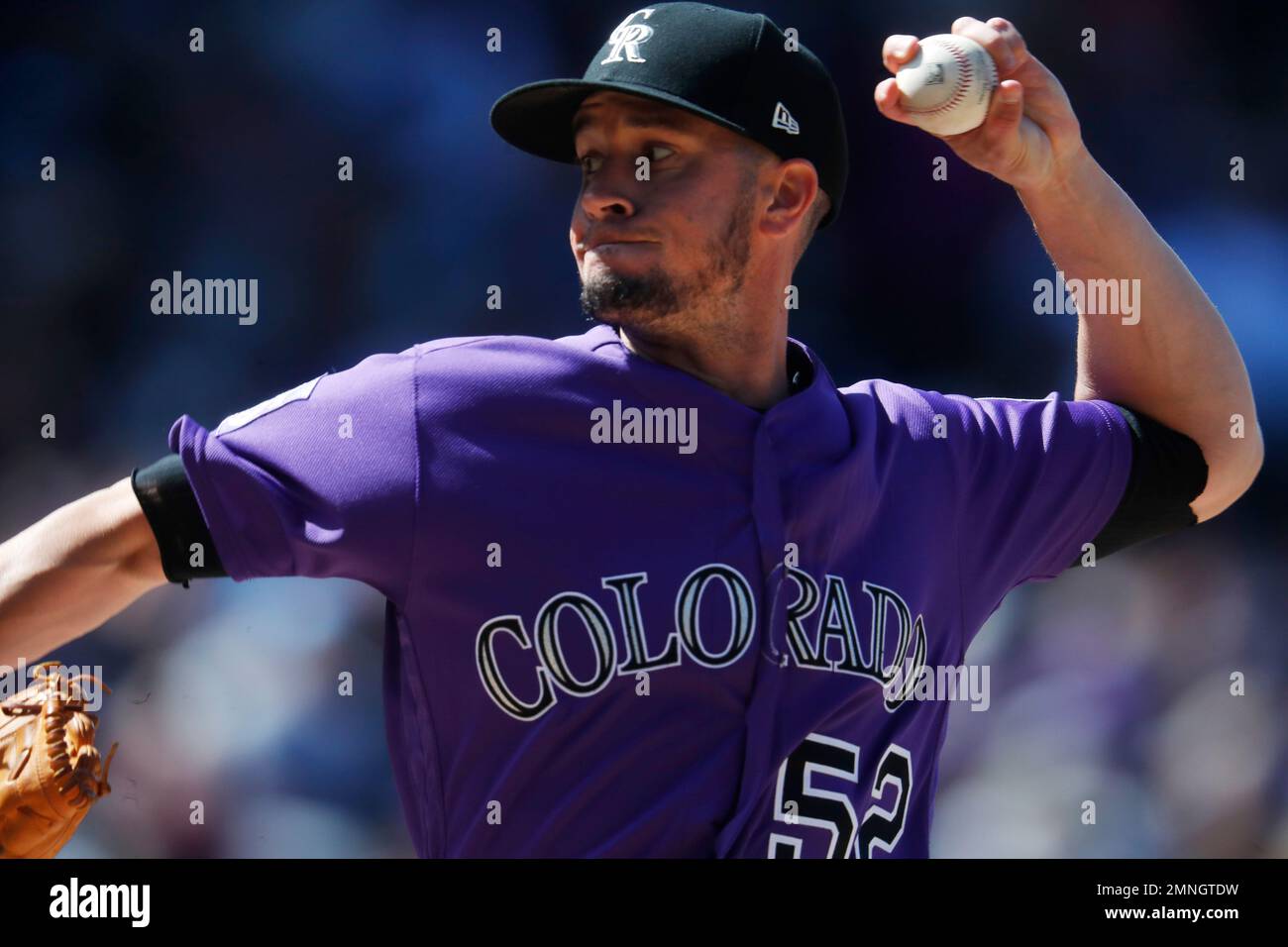 Colorado Rockies relief pitcher Chris Rusin (52) in the seventh inning ...