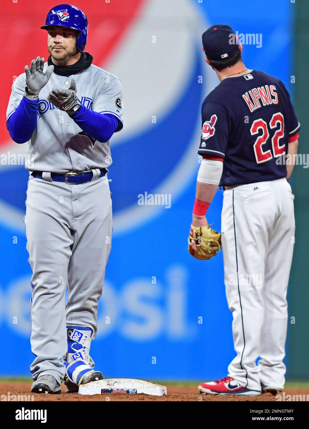 Toronto Blue Jays' Steve Pearce celebrates after a two-run double ...