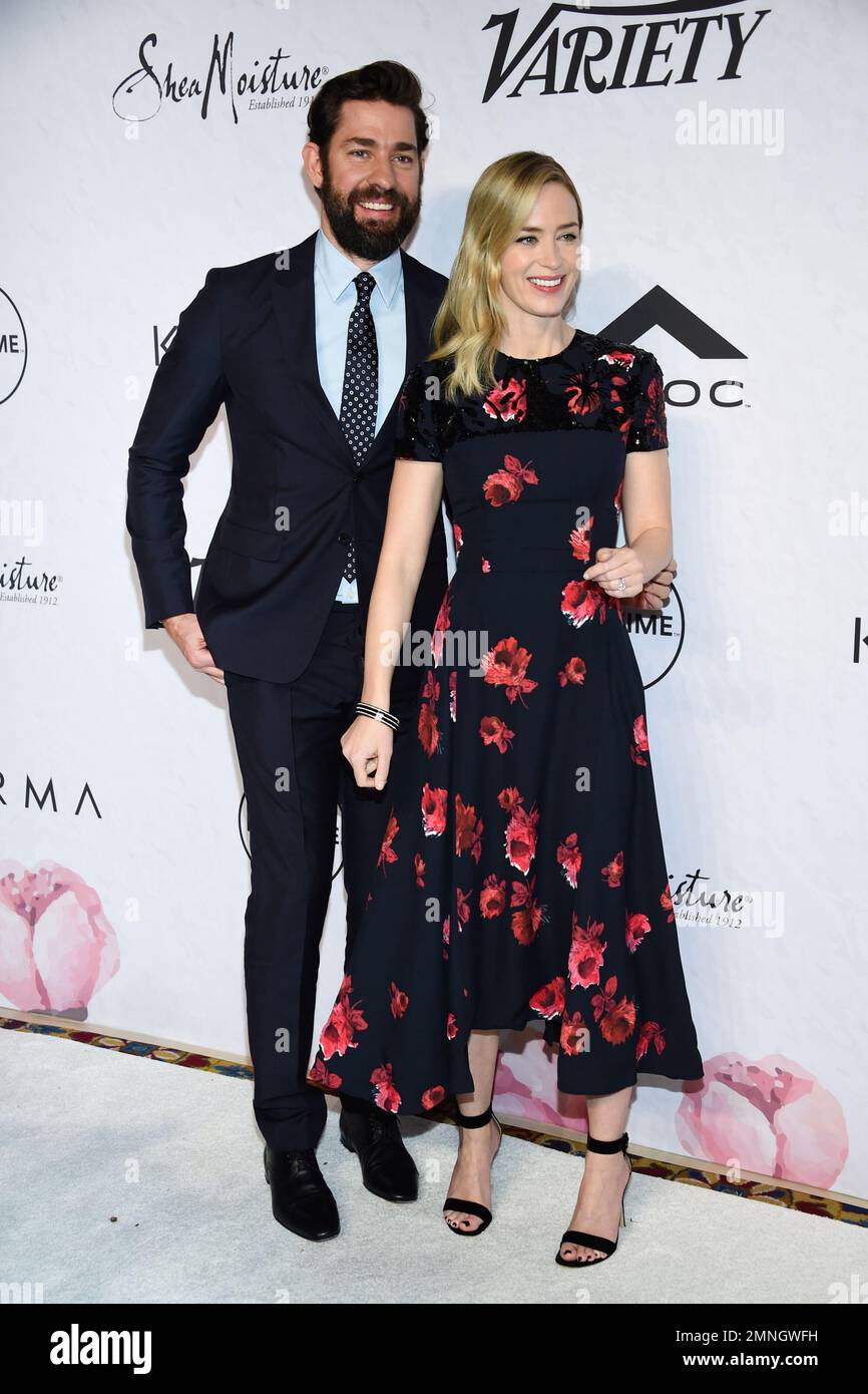 Actor/director John Krasinski, left, and wife, honoree Emily Blunt ...