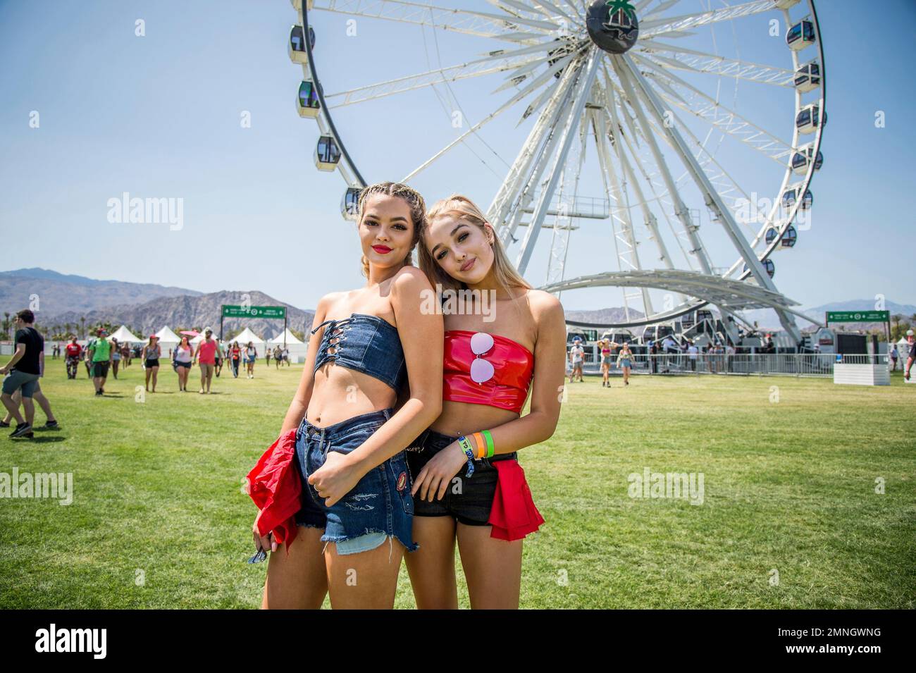 Anna Noel, left, and Kenna Pedro of San Francisco attend the Coachella ...
