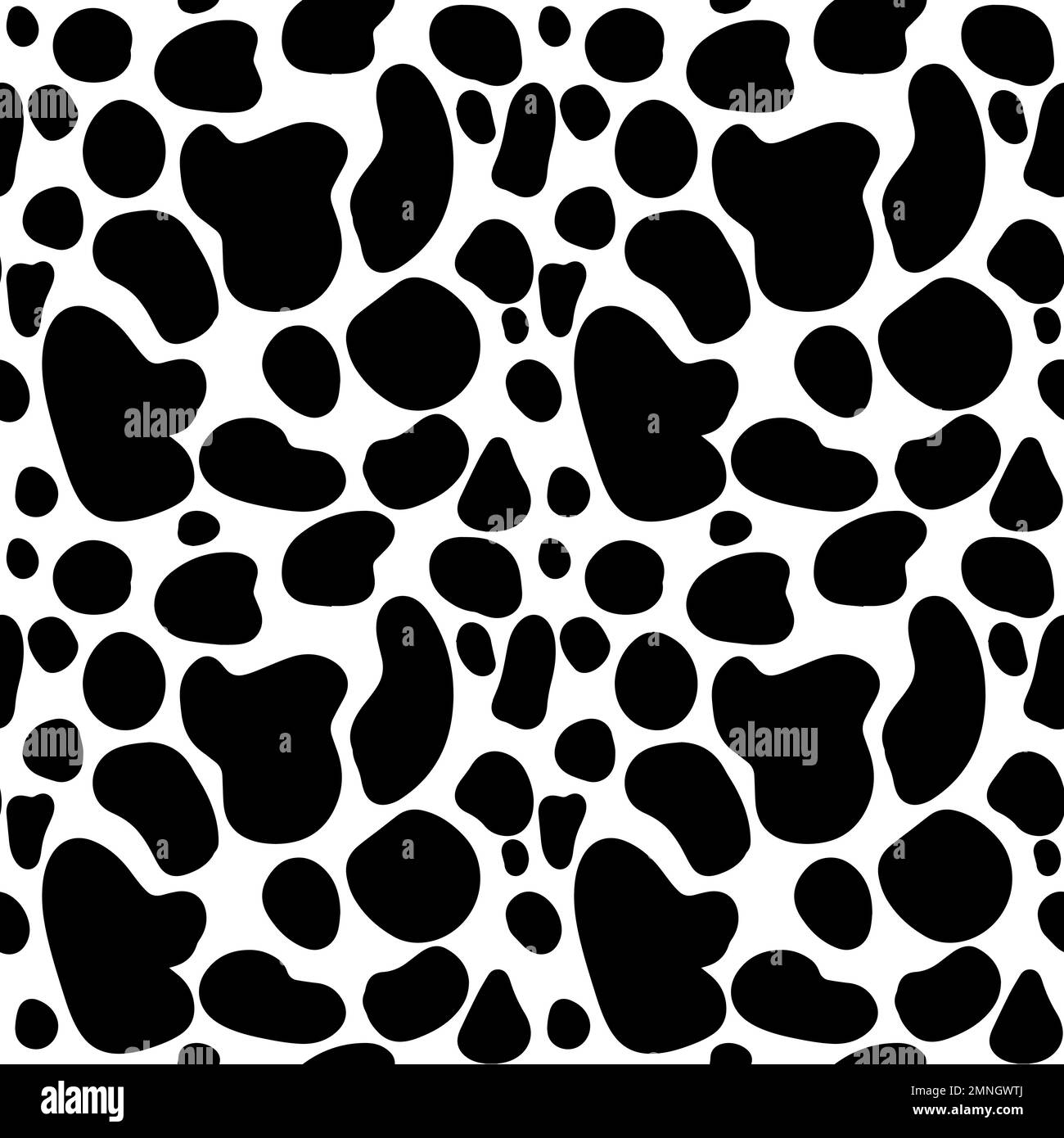 Cow seamless pattern. Black cartoon spots. Dalmatin or moo skin Stock ...