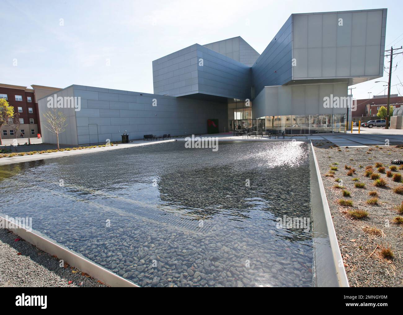A reflecting pool is part of the back yard of the new Markel Center ...