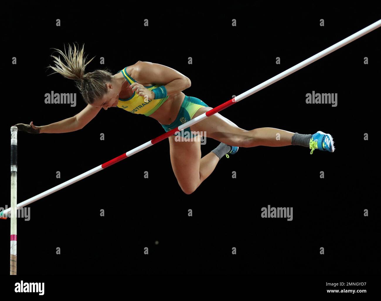 Bronze medalist Australia's Nina Kennedy competes in the woman's pole ...