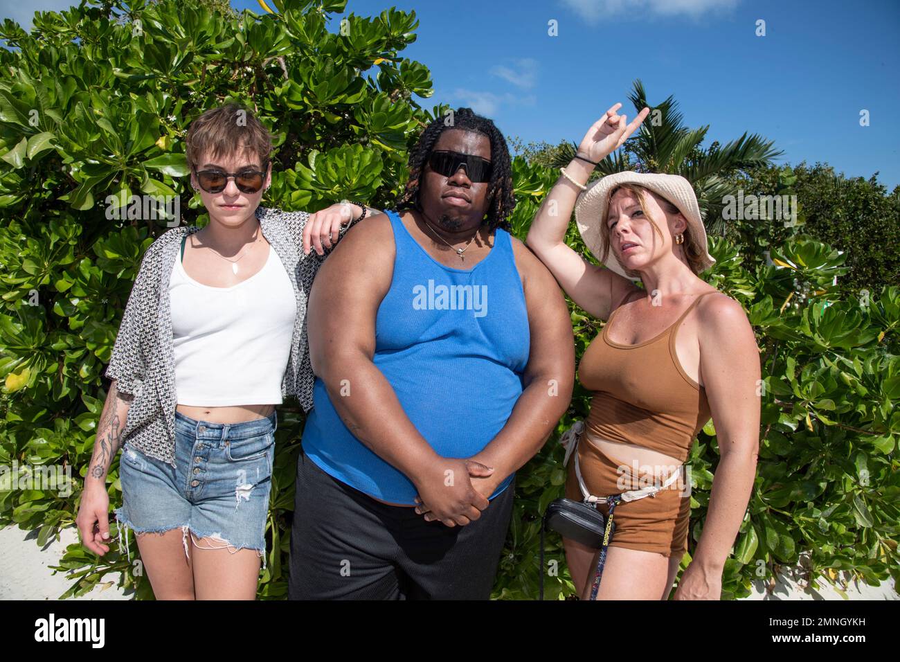 Rosie Bones, left, Heavy, and Carmen Vandenberg of Bones UK pose during day three of the ...
