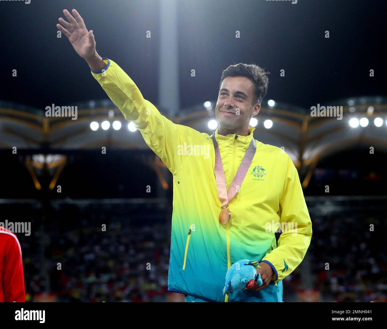 Men's 800m bronze medalist Australia's Luke Mathews waves from the ...