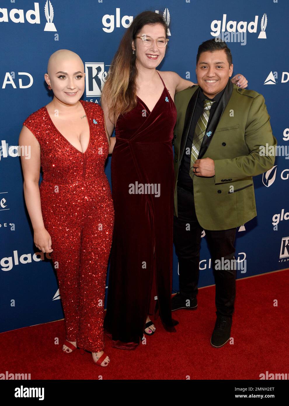 Leah Juliett, from left, Shayna Warner and Gio Bravo arrive at the 29th ...
