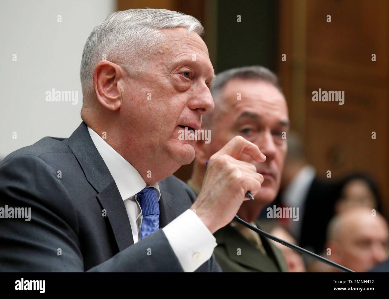 Defense Secretary Jim Mattis, left, with Joint Chiefs Chairman Gen ...
