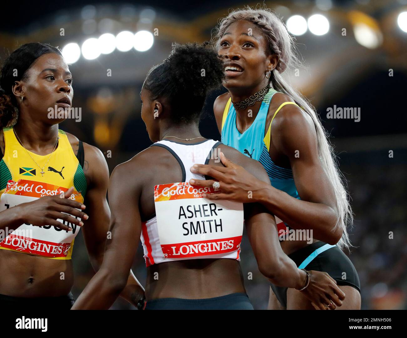 Women's 200m gold medalist Bahamas Shaunae Miller-Uibo centre, right ...