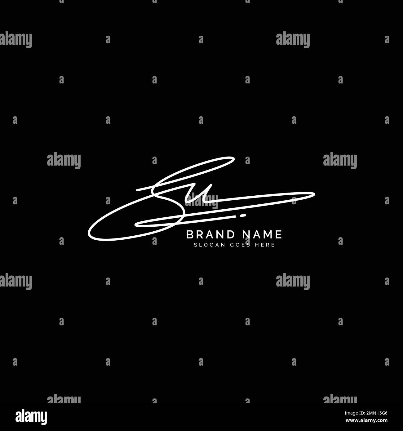 S, U, SU Initial Letter signature and handwritten alphabet logo in ...
