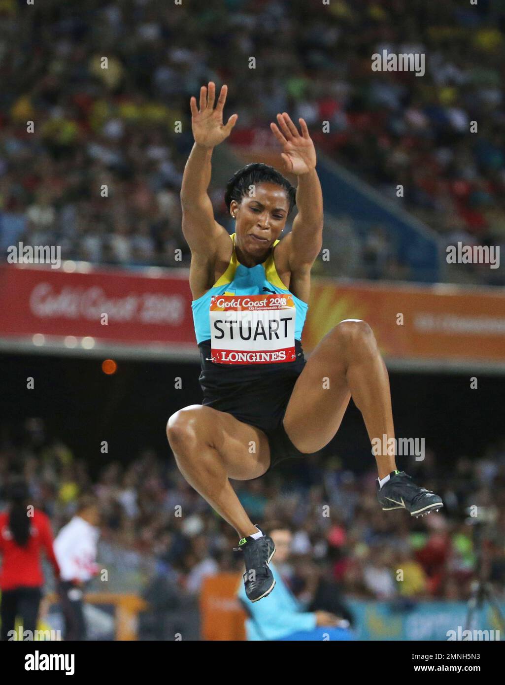 Bianca Stuart of the Bahamas competes in the women's long jump finals ...