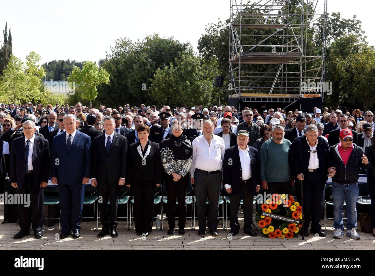 From left to right front, Chairman of Yad Vashem Avner Shalev, Israeli ...
