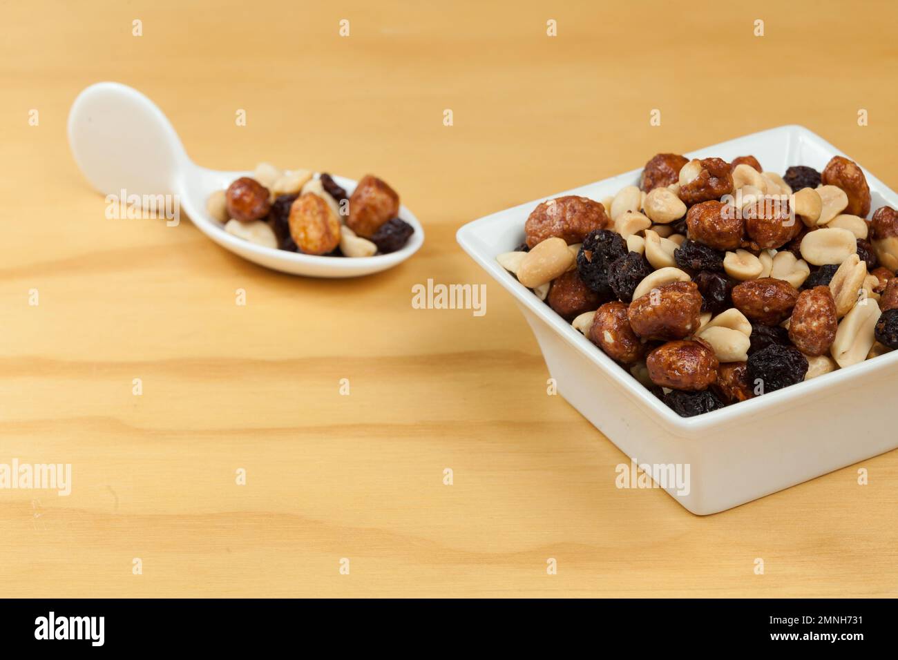 Healthy And Tasty Snack; Mixture of peanuts, raisins, and peanuts ...