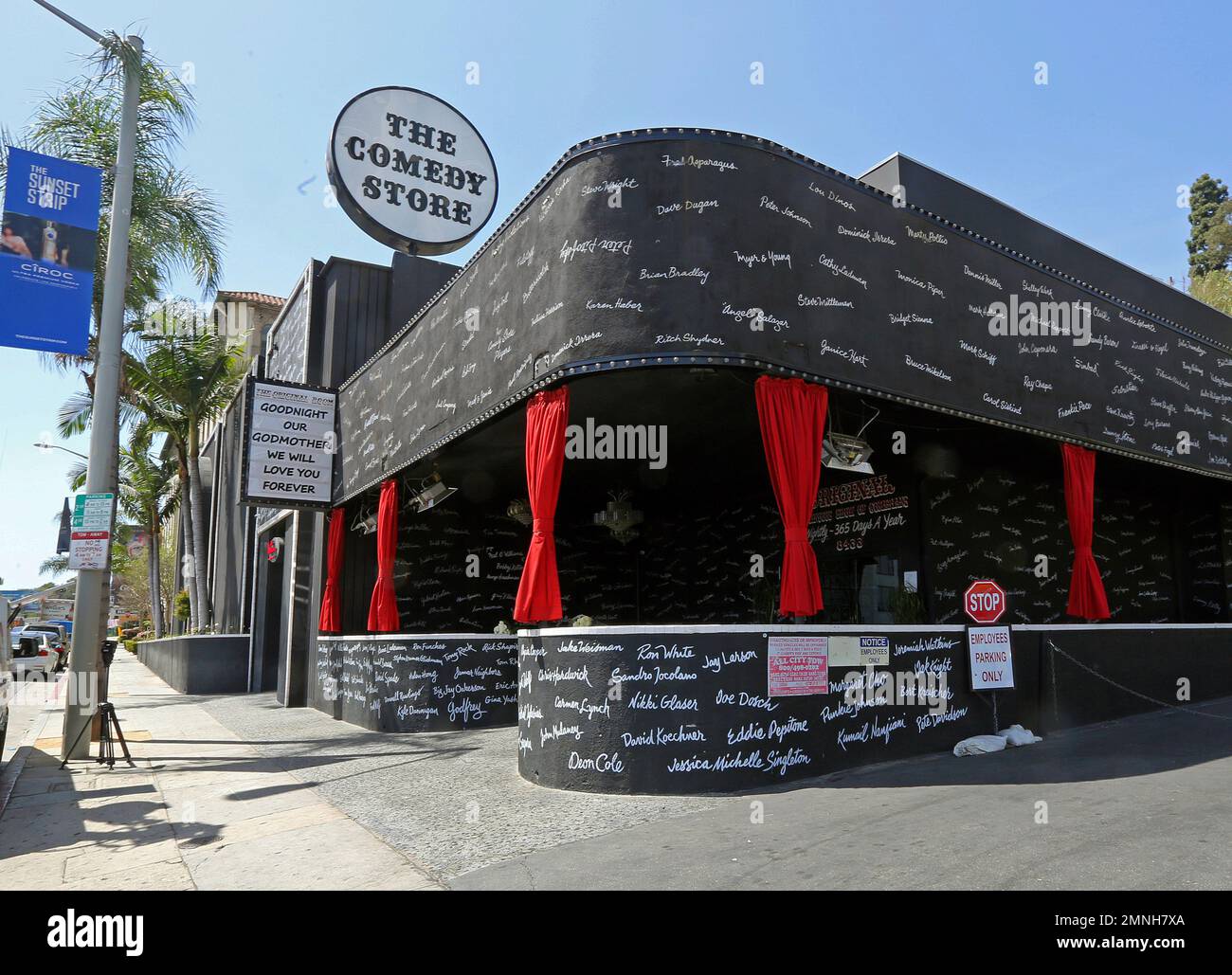 Comedy club, The Comedy Store, adorned with the names of hundreds of ...