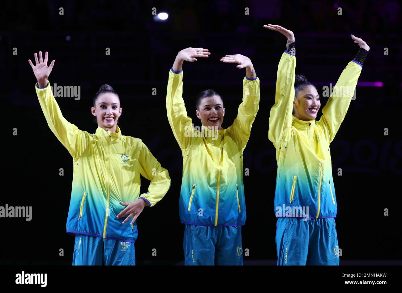 Australian Rhythmic Gymnastics team, who have won the Bronze medal wave ...
