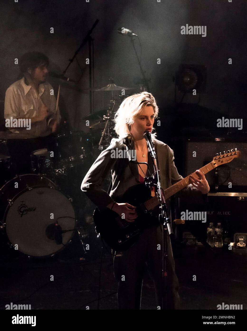 The British alternative rock band Wolf Alice with drummer Joel Amey and lead vocalist and ...
