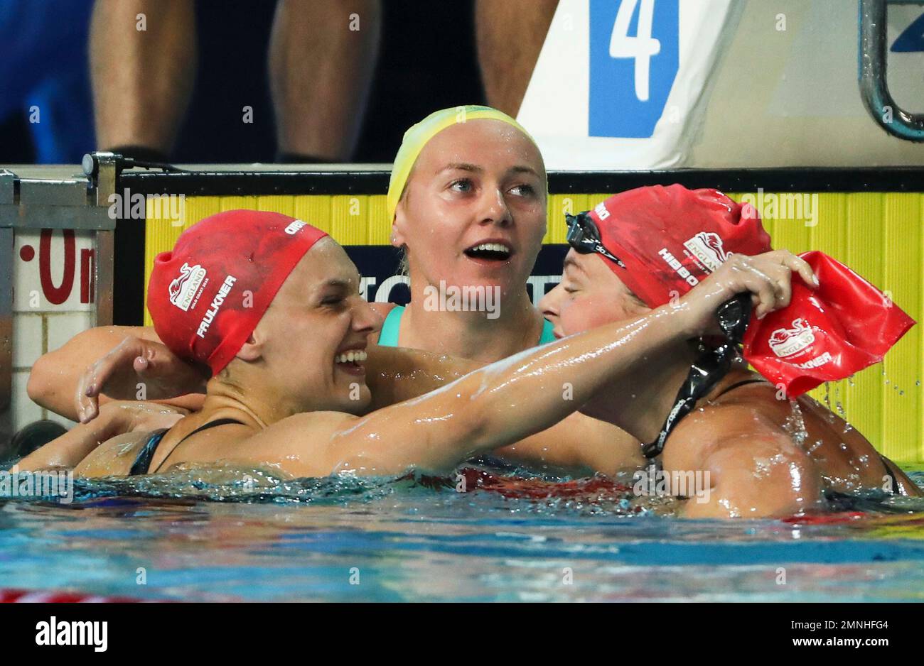 From left, Bronze medalist Eleanor Faulkner from England, gold medalist ...