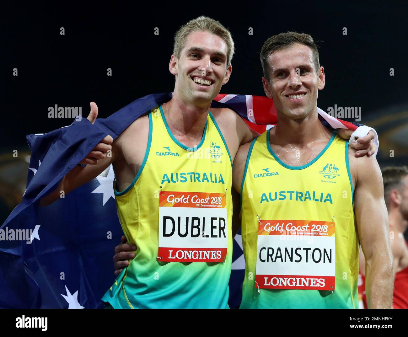 Australia's Cedric Dubler, left, celebrates with his teammate Kyle ...