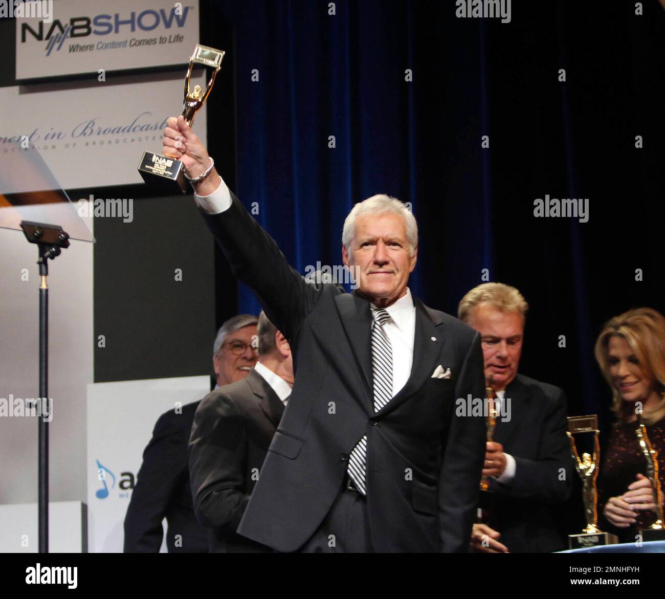 Alex Trebek inducted into the NAB Broadcasting Hall of Fame at the NAB ...