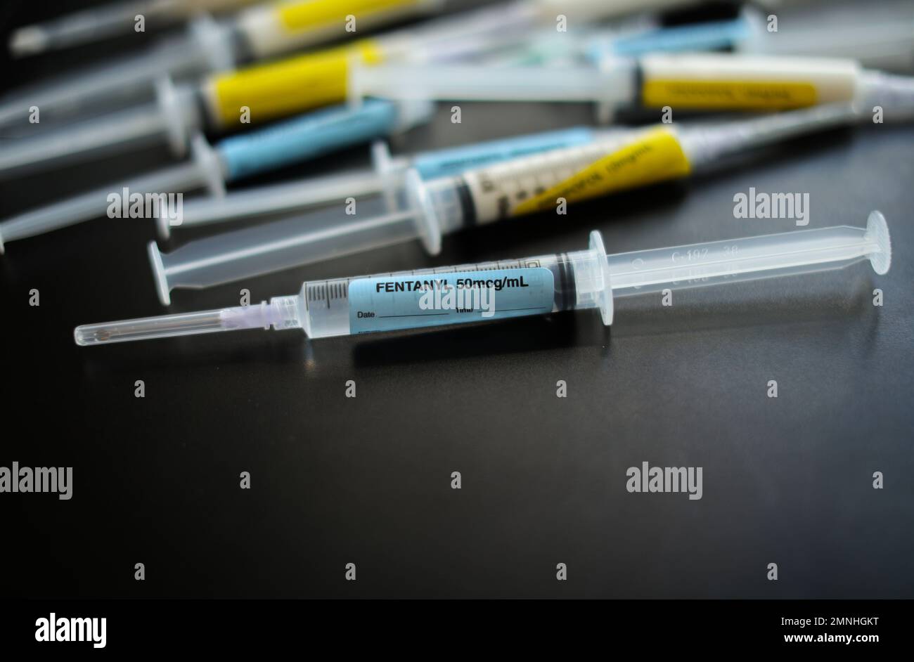Fentanyl and Propofol Narcotic pandemic drug abuse with needles Stock ...