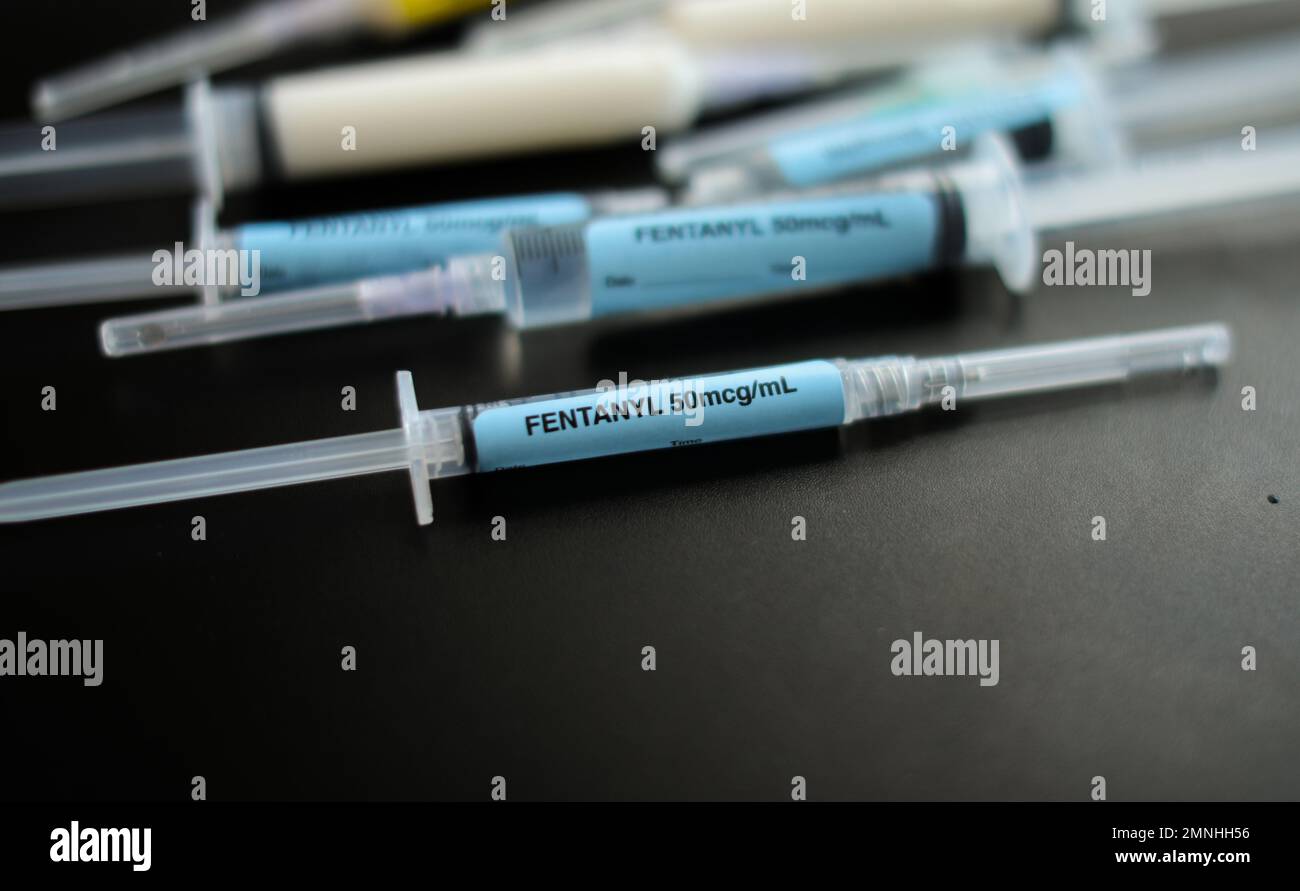 Fentanyl and Propofol Narcotic pandemic drug abuse with needles Stock ...