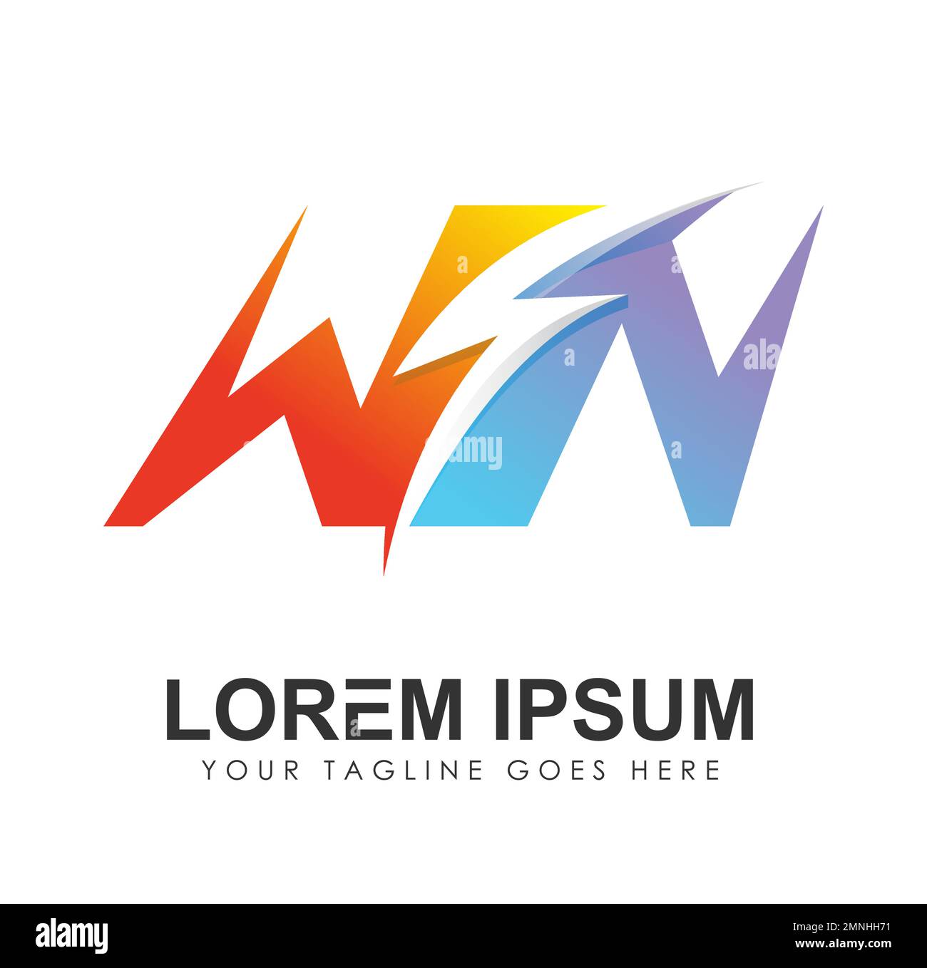 WN Monogram Bolt Logo vector icon Sign illustration in white background ...