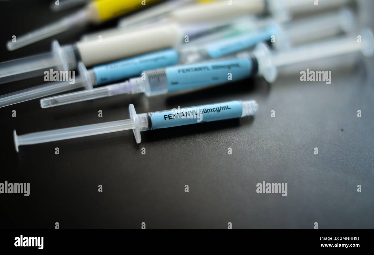 Fentanyl and Propofol Narcotic pandemic drug abuse with needles Stock ...