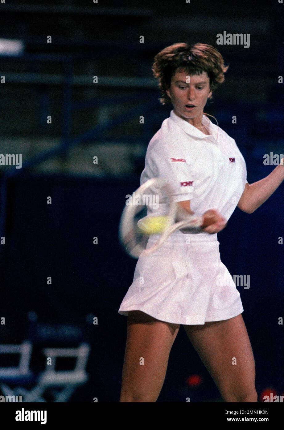 Helena Sukova of Czechoslovakia returns a forehand shot to Melissa ...