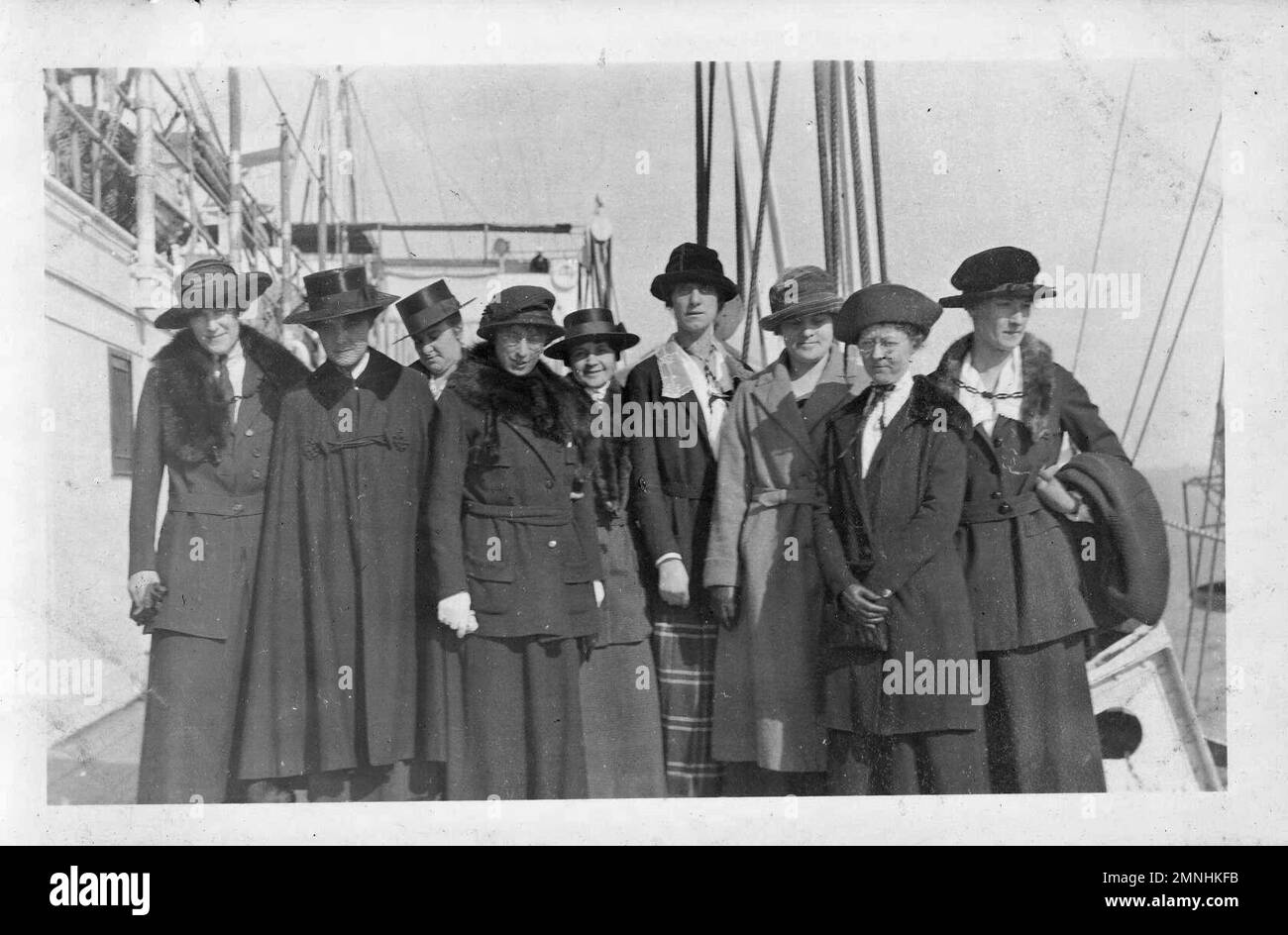 Nurses aboard the USS Relief (AH-1) dressed in civilian winter clothes ...