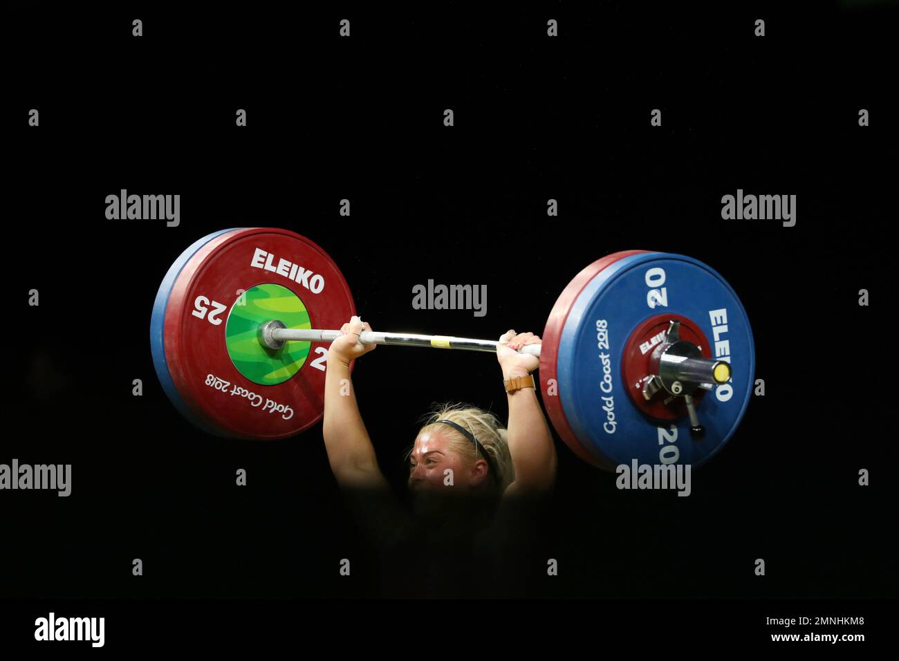 In this photo taken from behind a barrier, Tayla Howe of Wales lifts ...