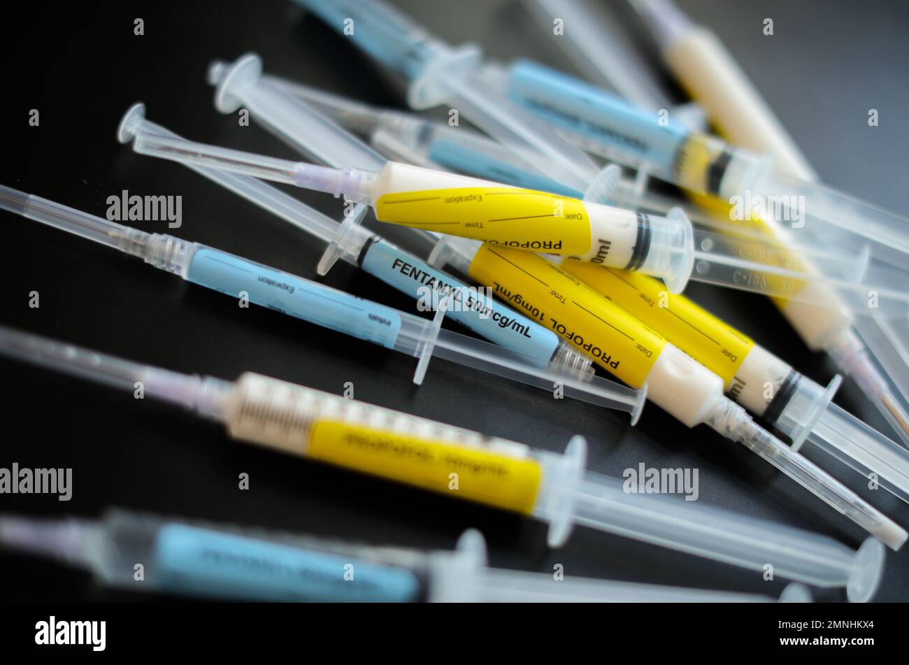 Fentanyl and Propofol Narcotic pandemic drug abuse with needles Stock ...