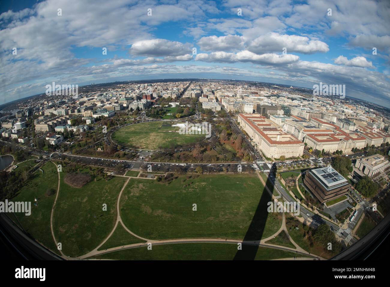 Northern view from an observation window in the Washington Monument, in ...