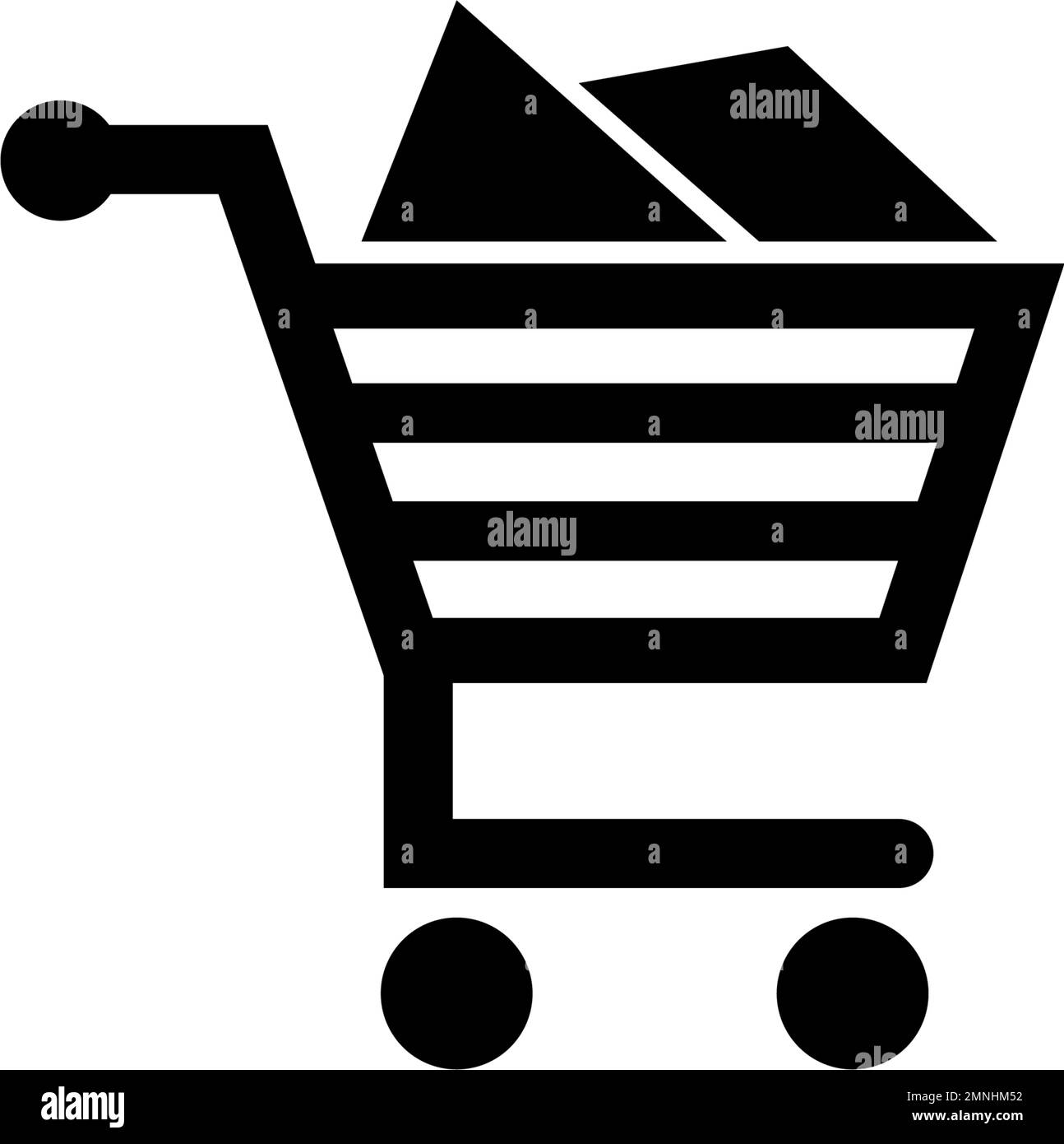 Supermarket Shopping Cart, Trolley with Purchase. Flat Vector Icon ...