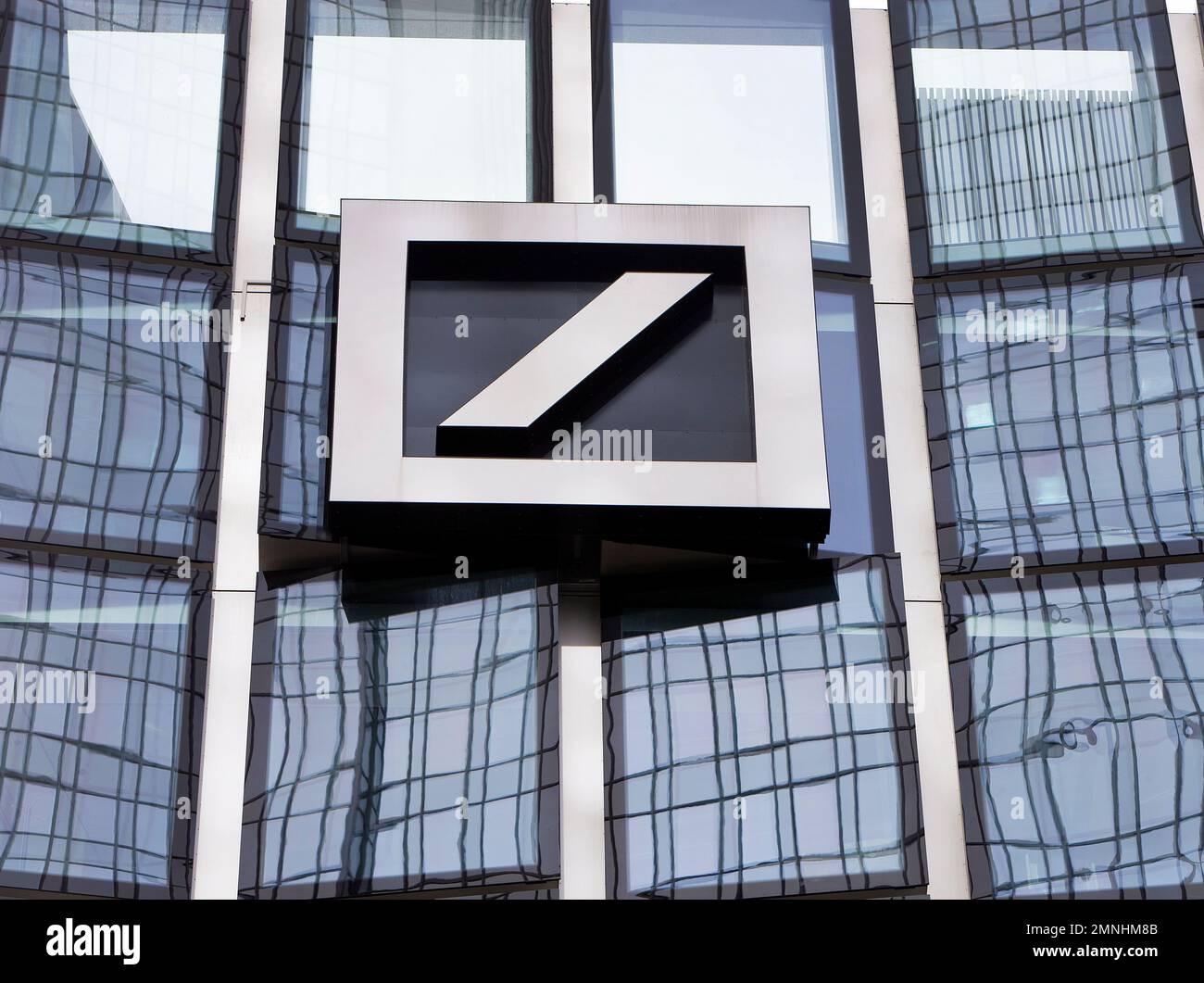 The bank's logo is seen at a building of Deutsche Bank in Frankfurt ...