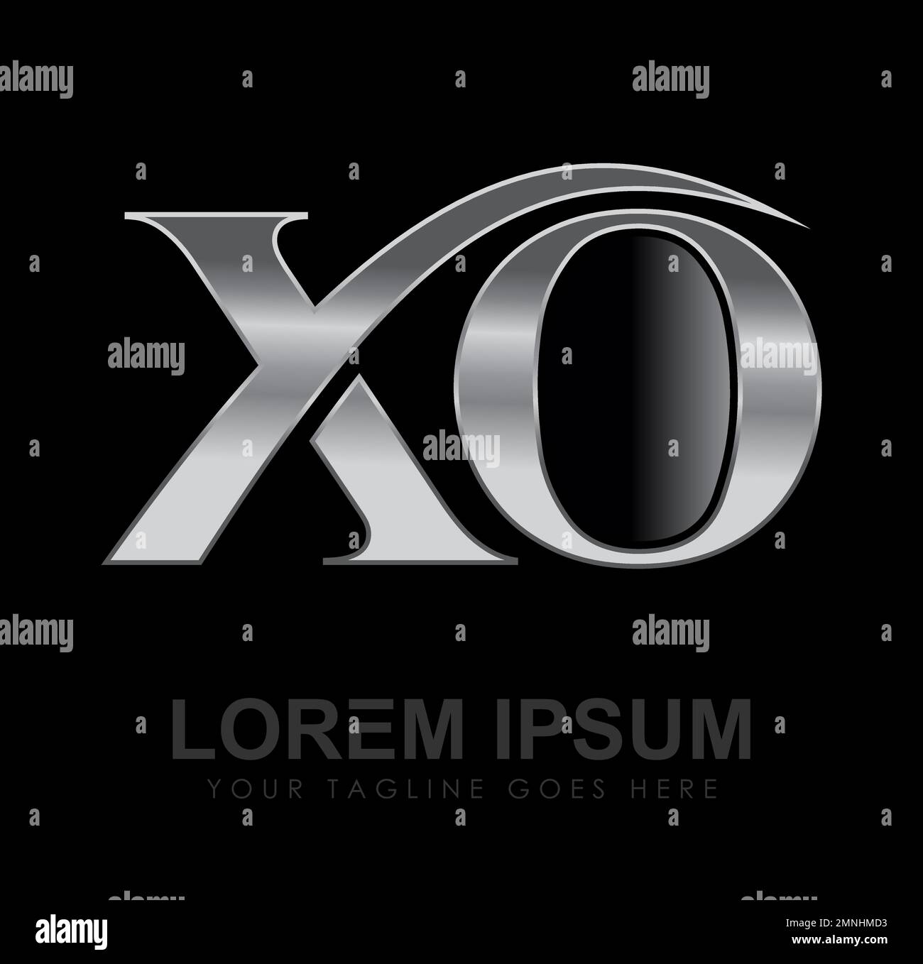 Monogram Initial Letters Vector Logo XO Sign illustration in white ...