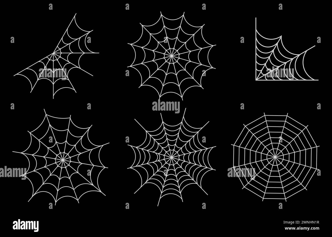 Set Of Spiders Web For Halloween Decoration Vector Illustration With Design Elements Stock ...