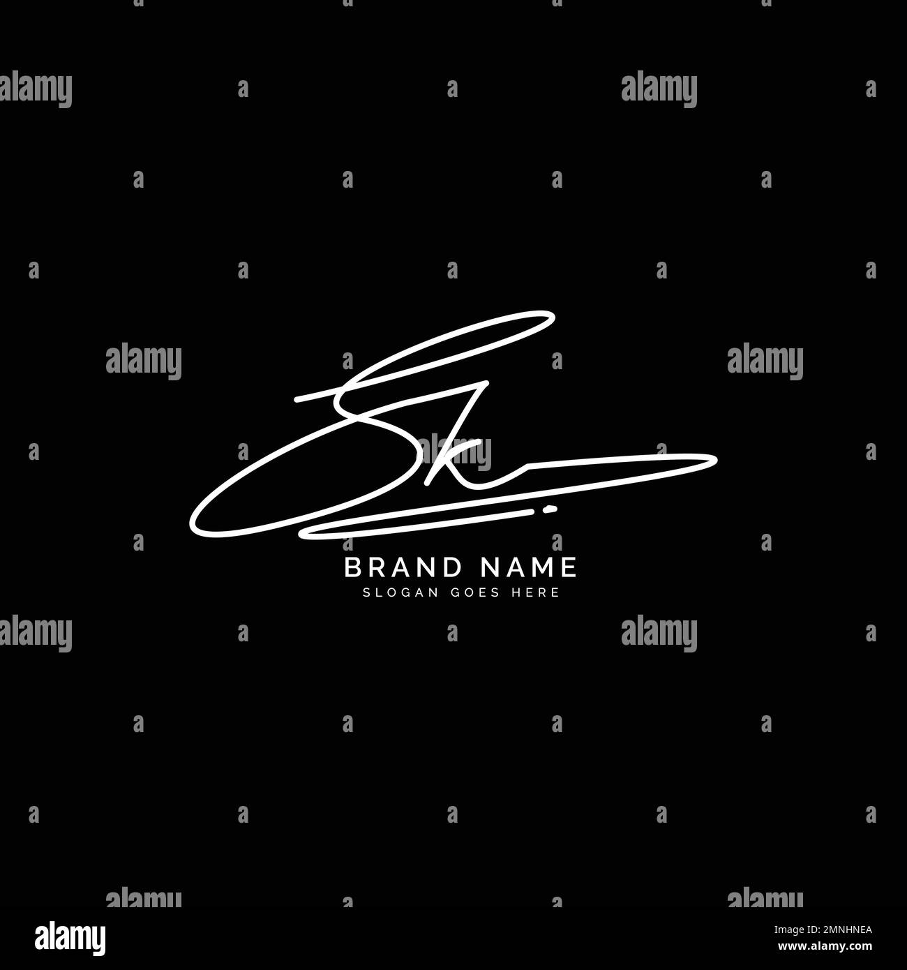 S, K, SK Initial Letter signature and handwritten alphabet logo in ...