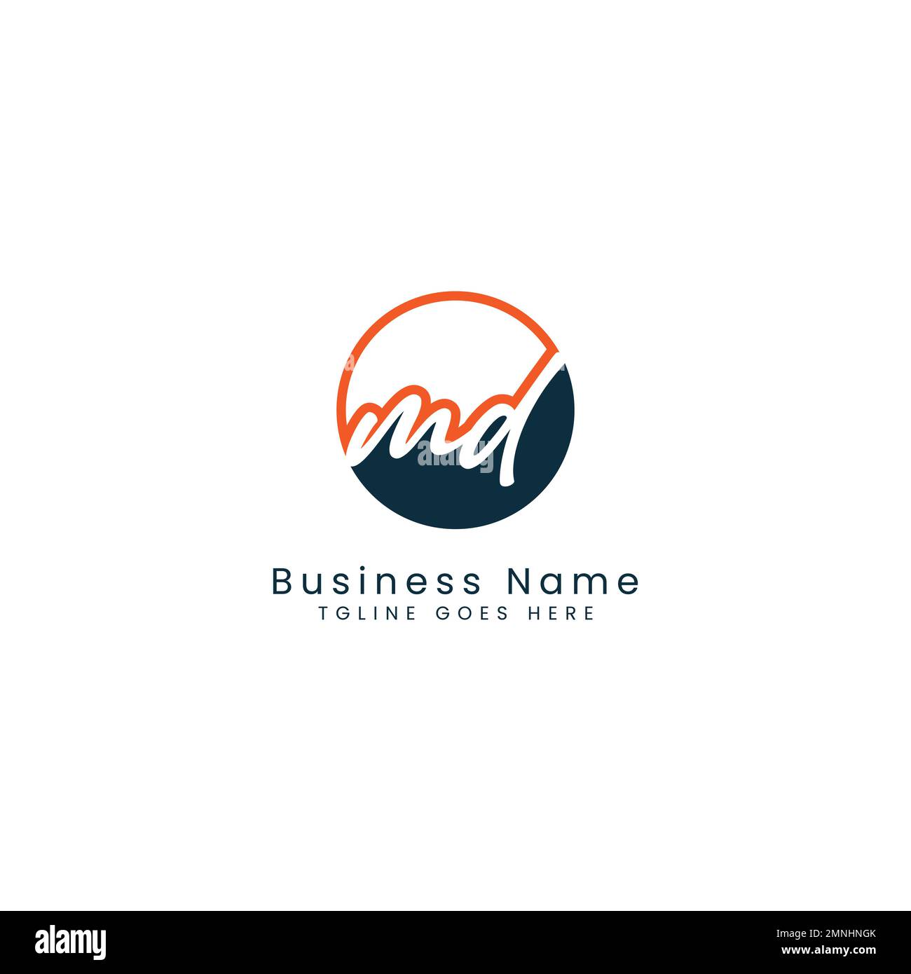 M, D, MD Initial letter handwritten and signature vector image template in round shape logo ...