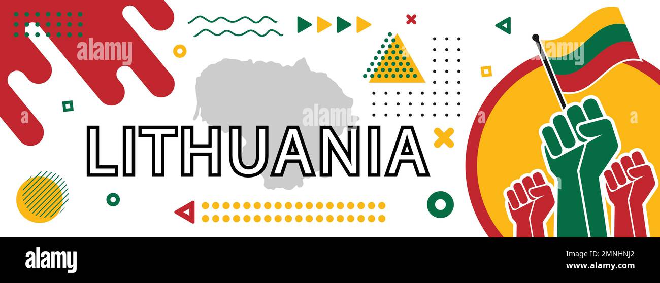 Lithuania Independence and national day banner with Lithuanian flag ...