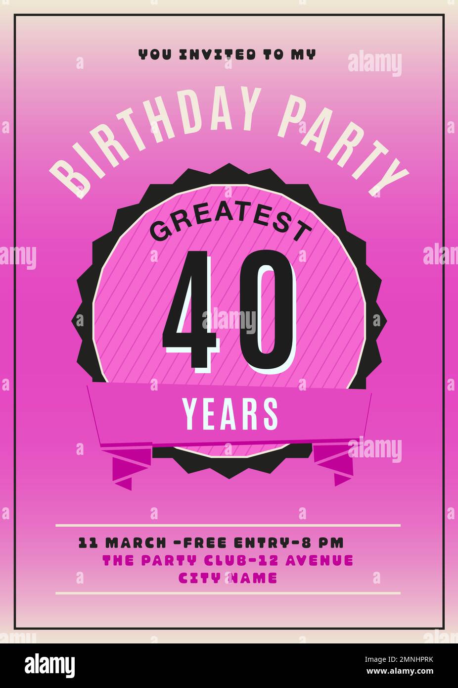 40 years Anniversary Party Flyer Template. Wedding Invitation card in ...