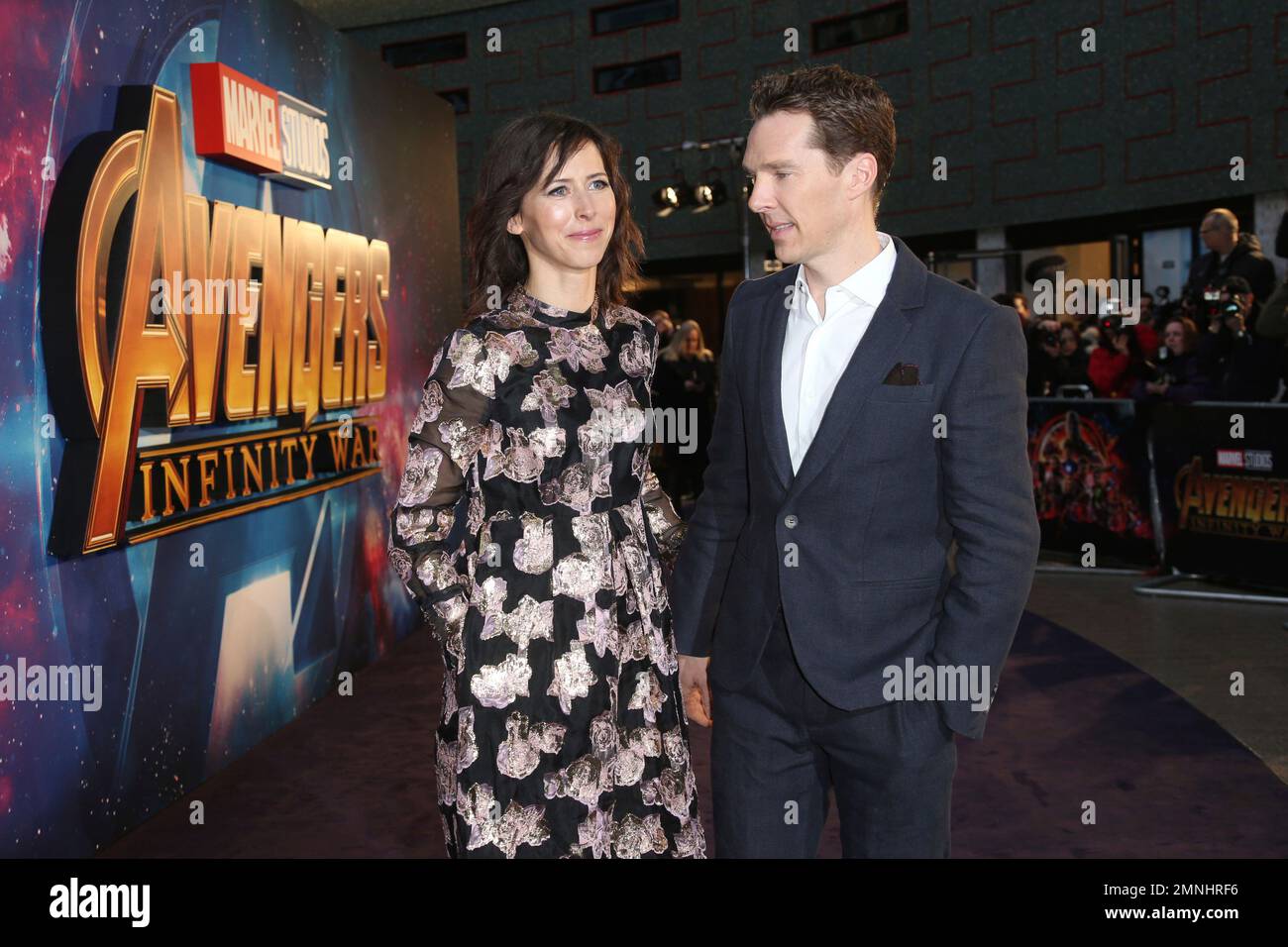 Actor Benedict Cumberbatch, right, and Sophie Hunter pose poses for ...
