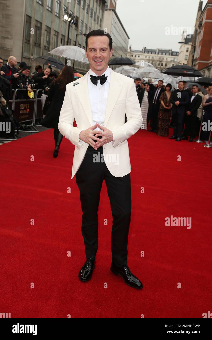 Andrew Scott poses for photographers upon arrival at the Olivier Awards ...