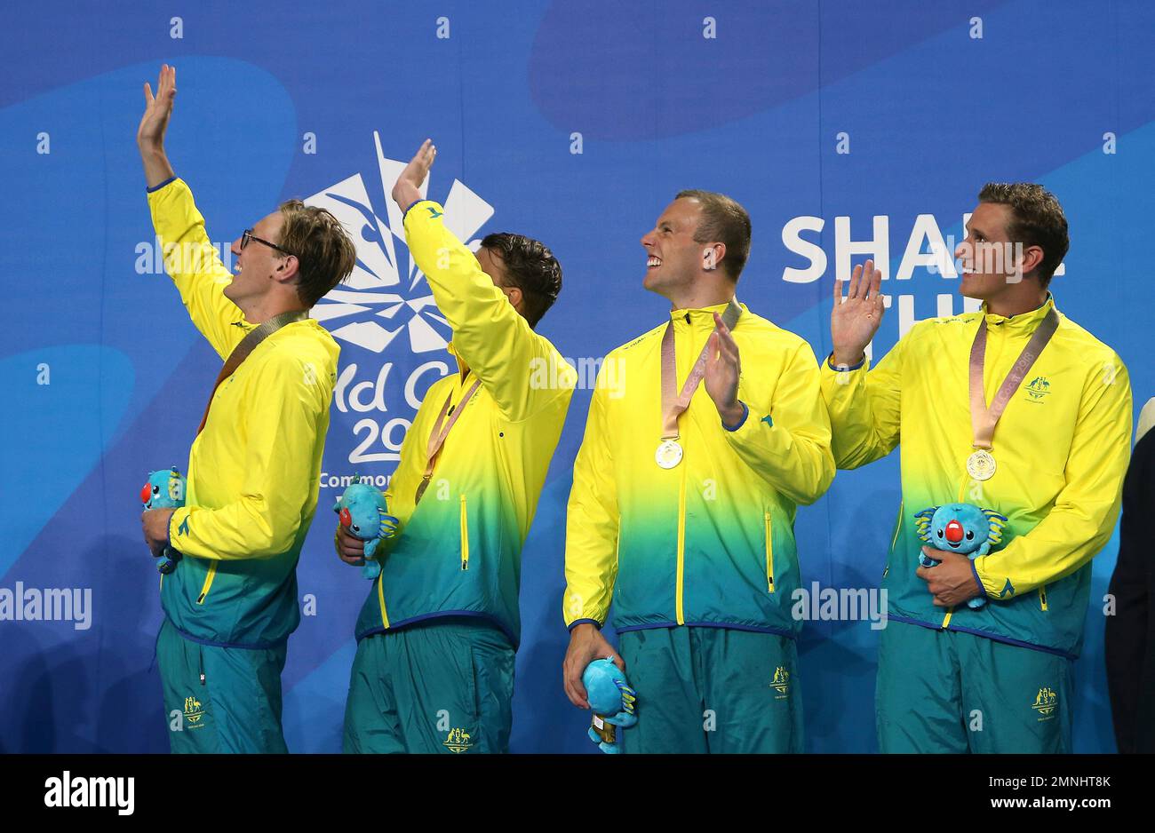 Australia's men's 4 x 200 freestyle relay team of, left to right, Mack ...