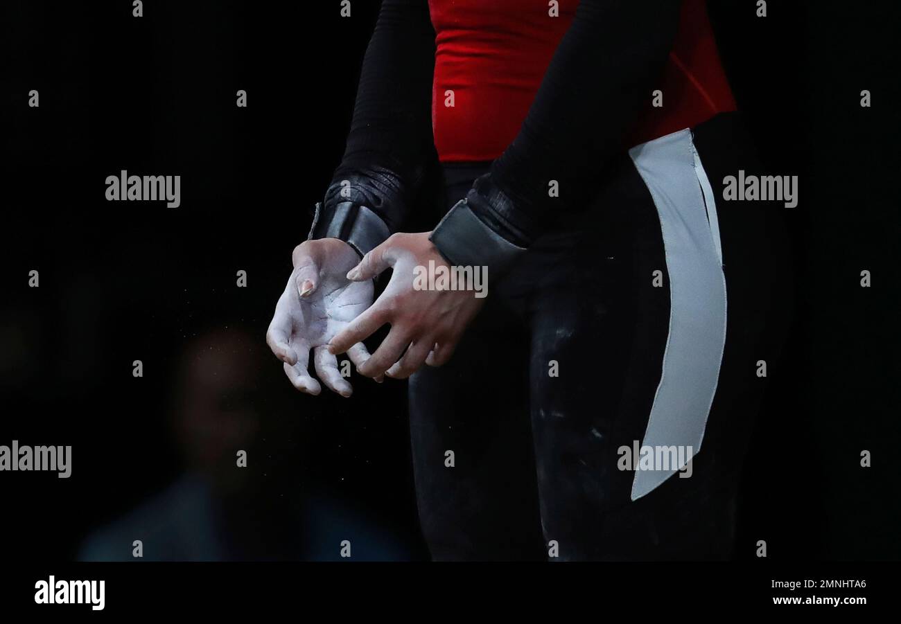 Canada's Marie-Eve Beauchemin-Nadeau gets ready to lift as she competes ...