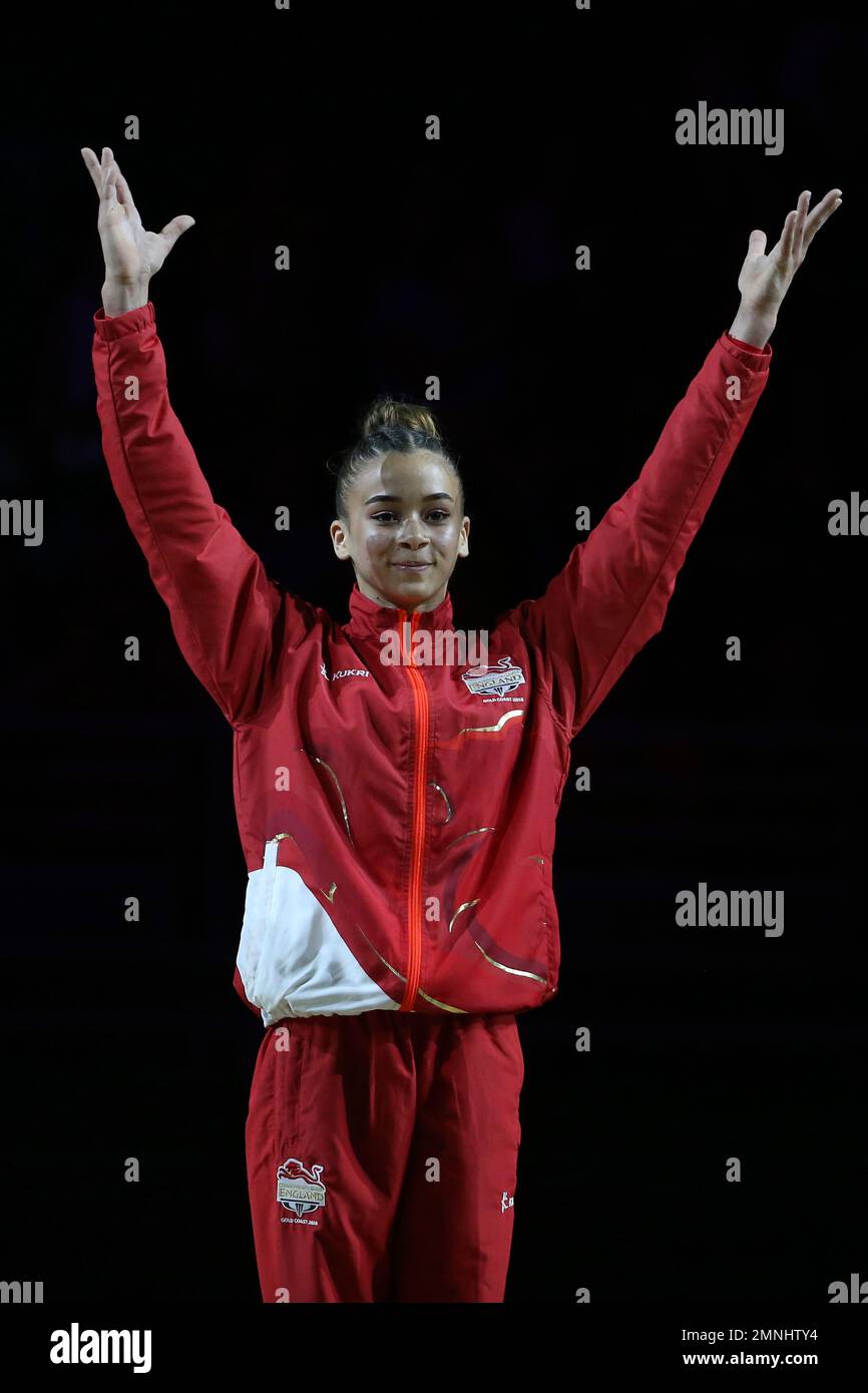 Gold medalist Georgia-Mae Fenton of Enlgand celebrates on the podium ...