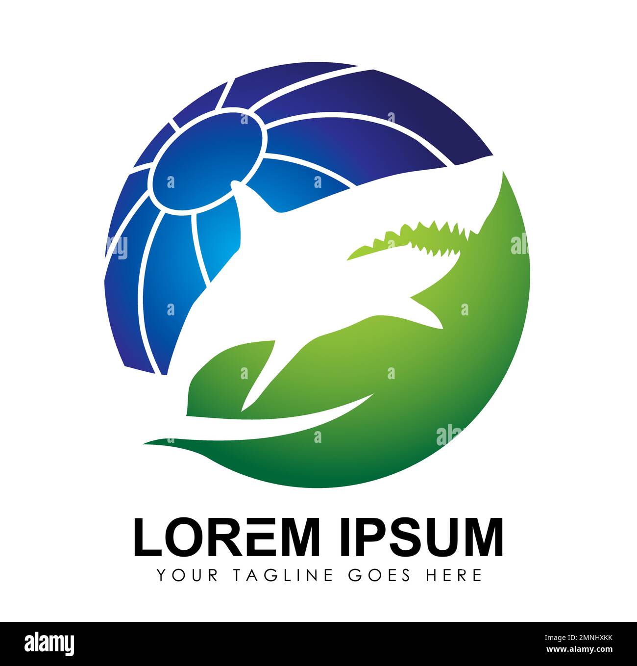 Shark and Leaf Logo vector icon Sign illustration in white background ...