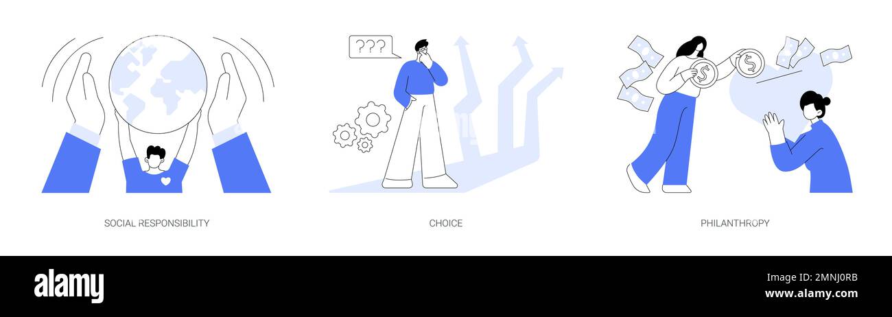 Decision making abstract concept vector illustration set. Social ...