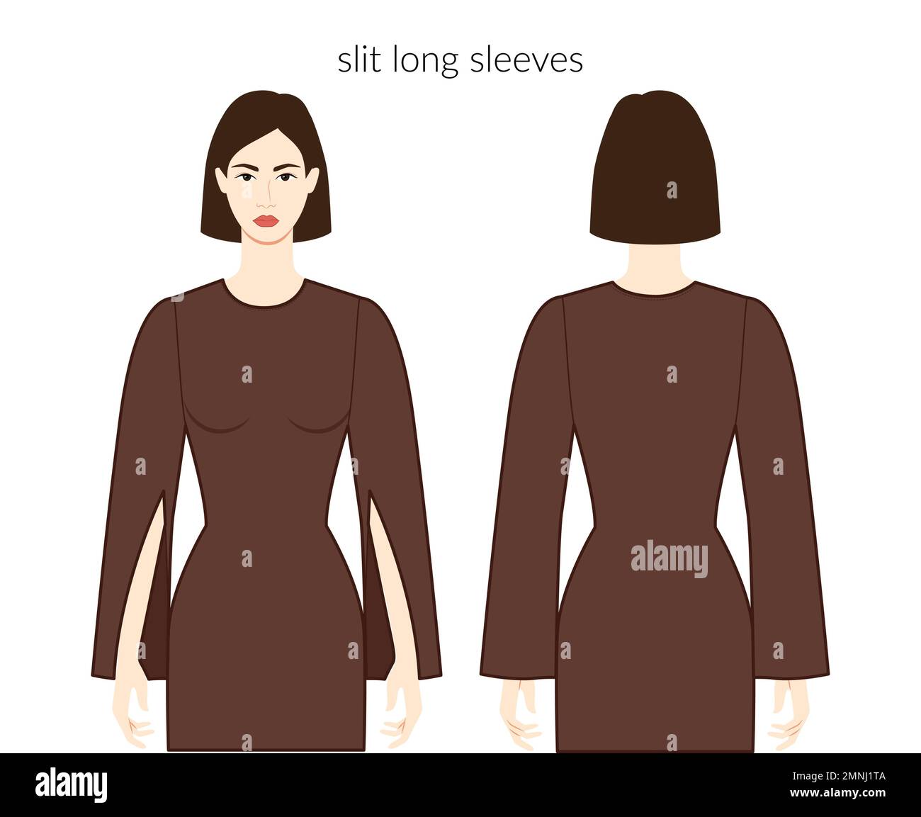 Slit sleeves long length clothes character beautiful lady in brown top ...