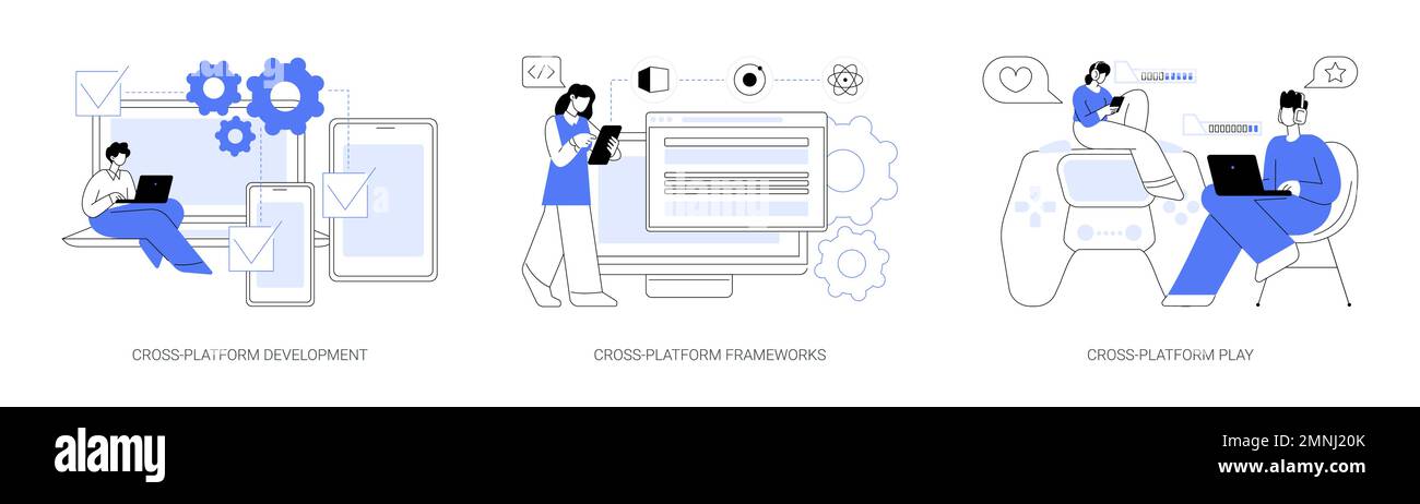 Cross-platform software abstract concept vector illustrations Stock ...